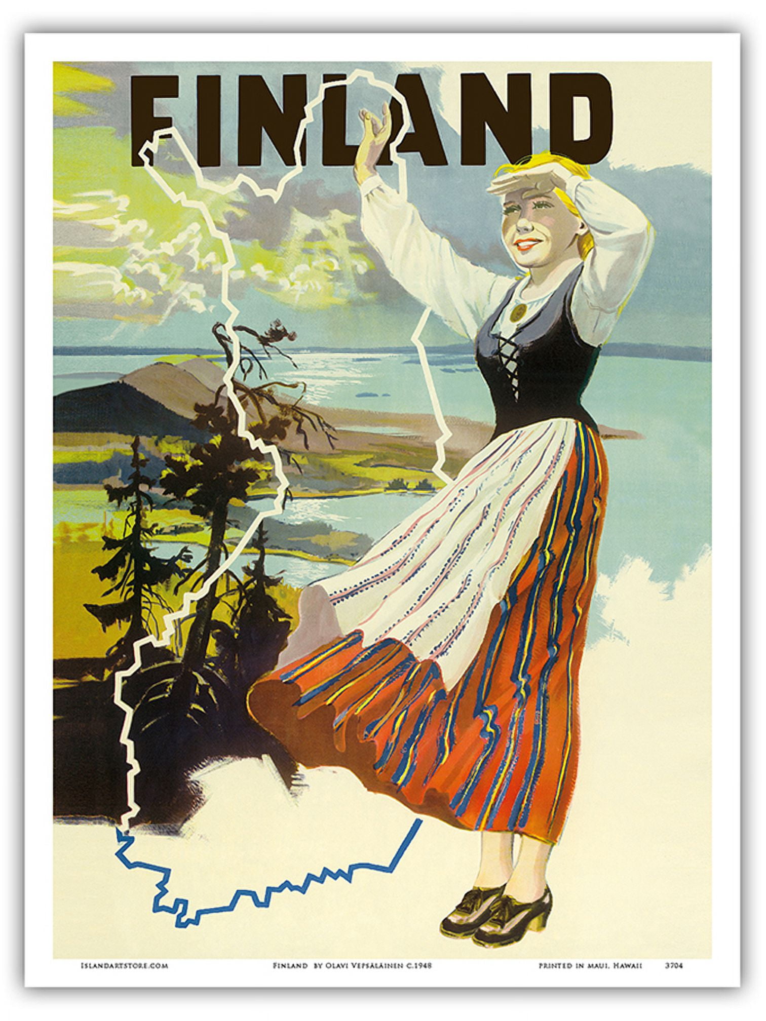 Finland - Vintage Travel Poster by Olavi Vepsäläinen c.1948 - Master ...