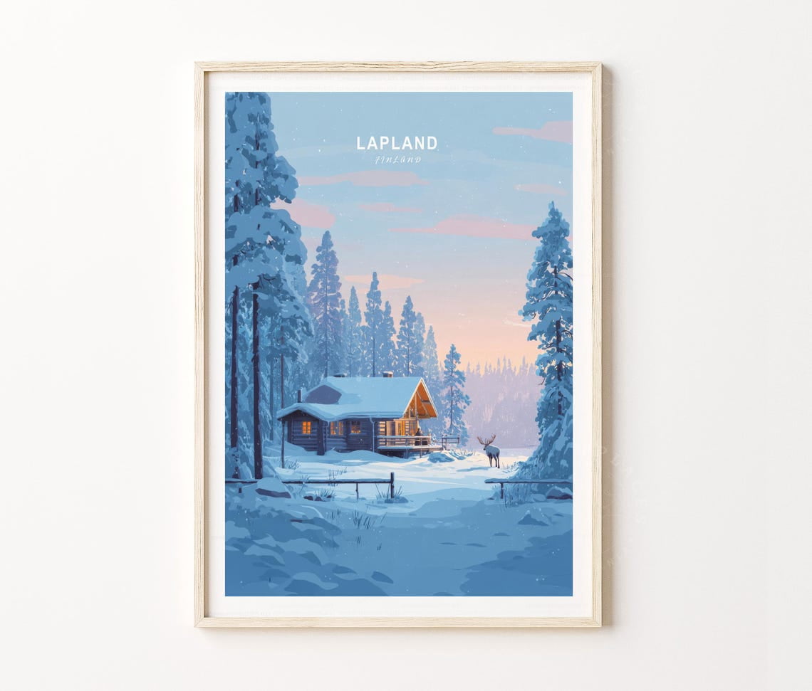 Finland Winter Landscape Lapland Nordic Wall Art, Unframed Paper Poster ...