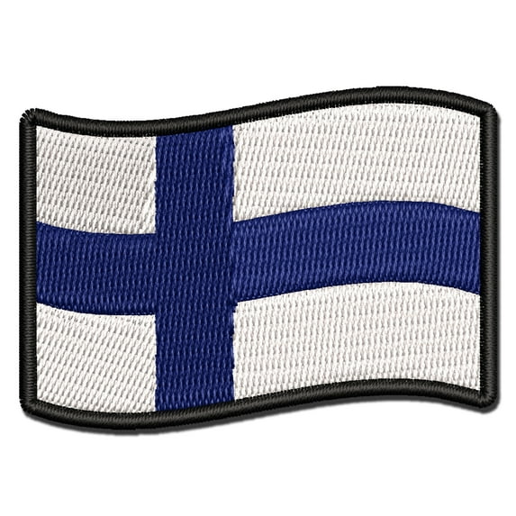 Finland with Waving Flag Cute Applique Multi-Color Embroidered Iron-On ...
