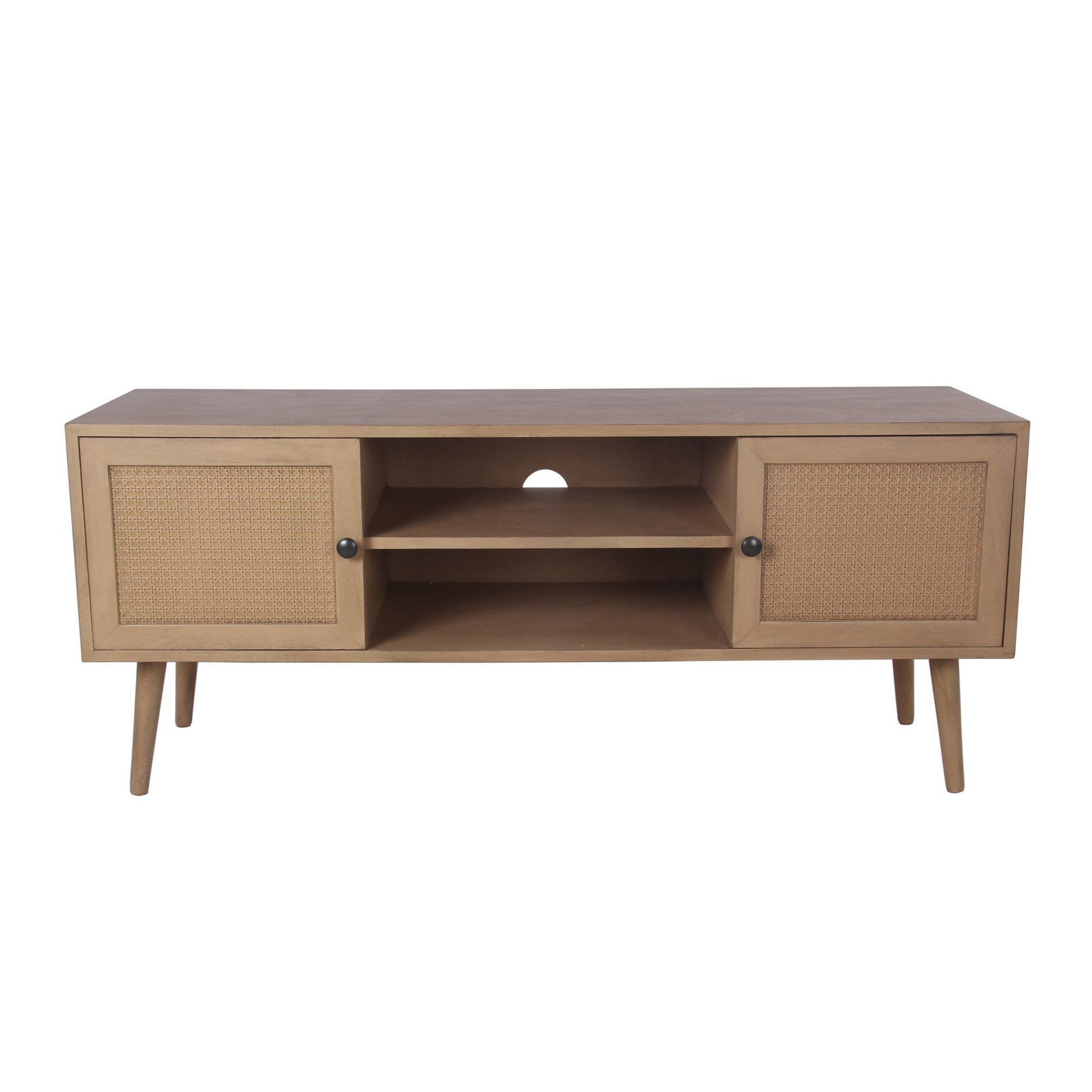 Finley 48 Inch Accent TV Media Entertainment Console with Shelf, Brown ...