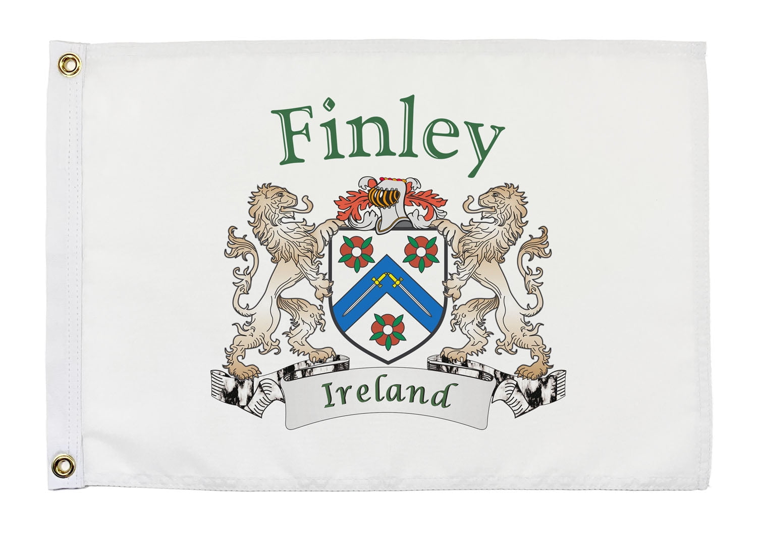 Finley Irish Coat of Arms Small White Flag - 16"x10.5" inches - Walmart.com