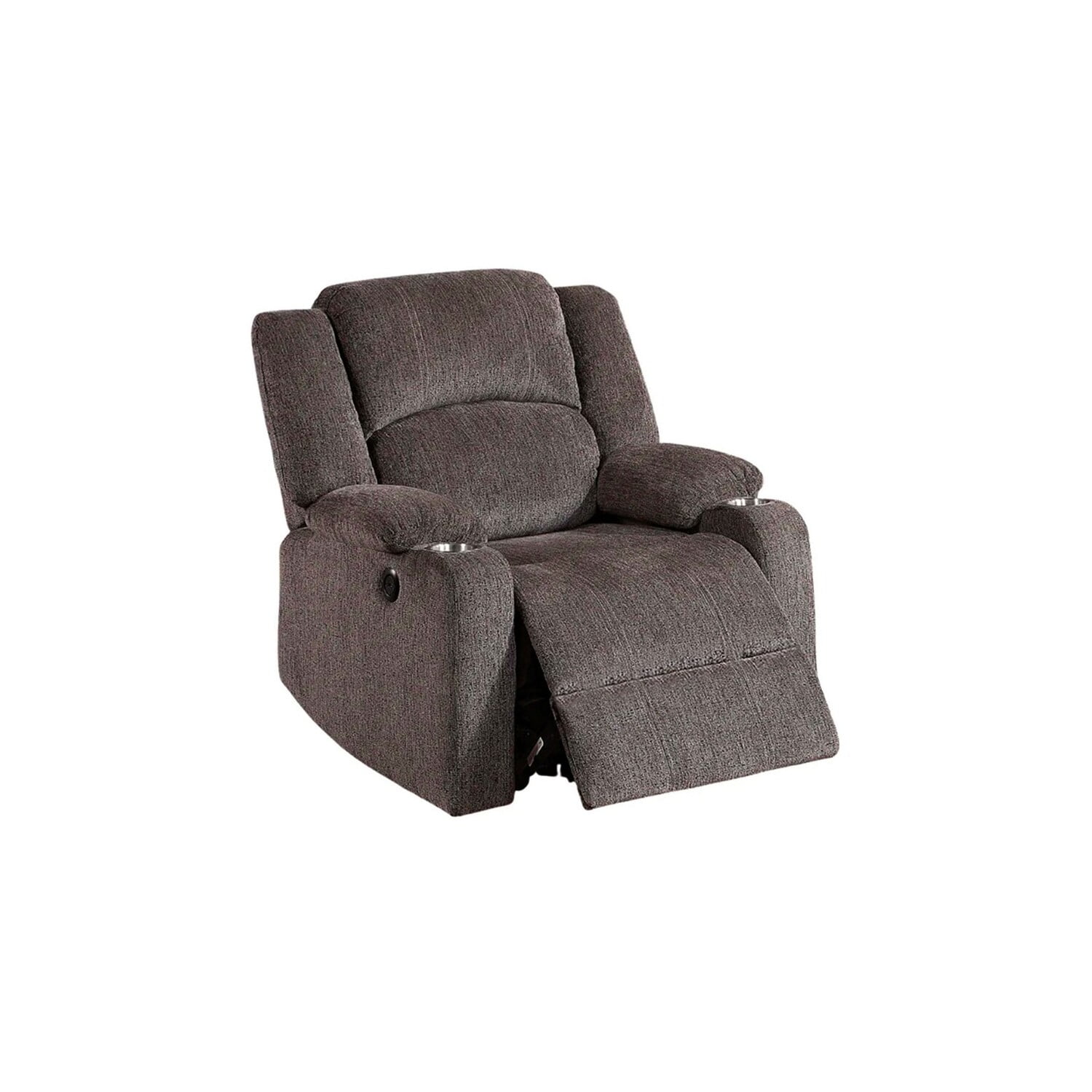 Finlo 40 Inch Power Recliner Chair USB Port Plush Brown Chenille Fabric ...