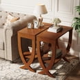 Finmind 2-Tier Solid End Table Set of 2, Couch Side Table with Arched ...