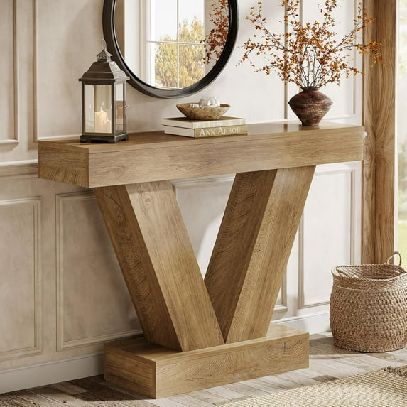 Finmind 41.3" Console Table, Narrow Entryway Table with V-Shaped Legs ...