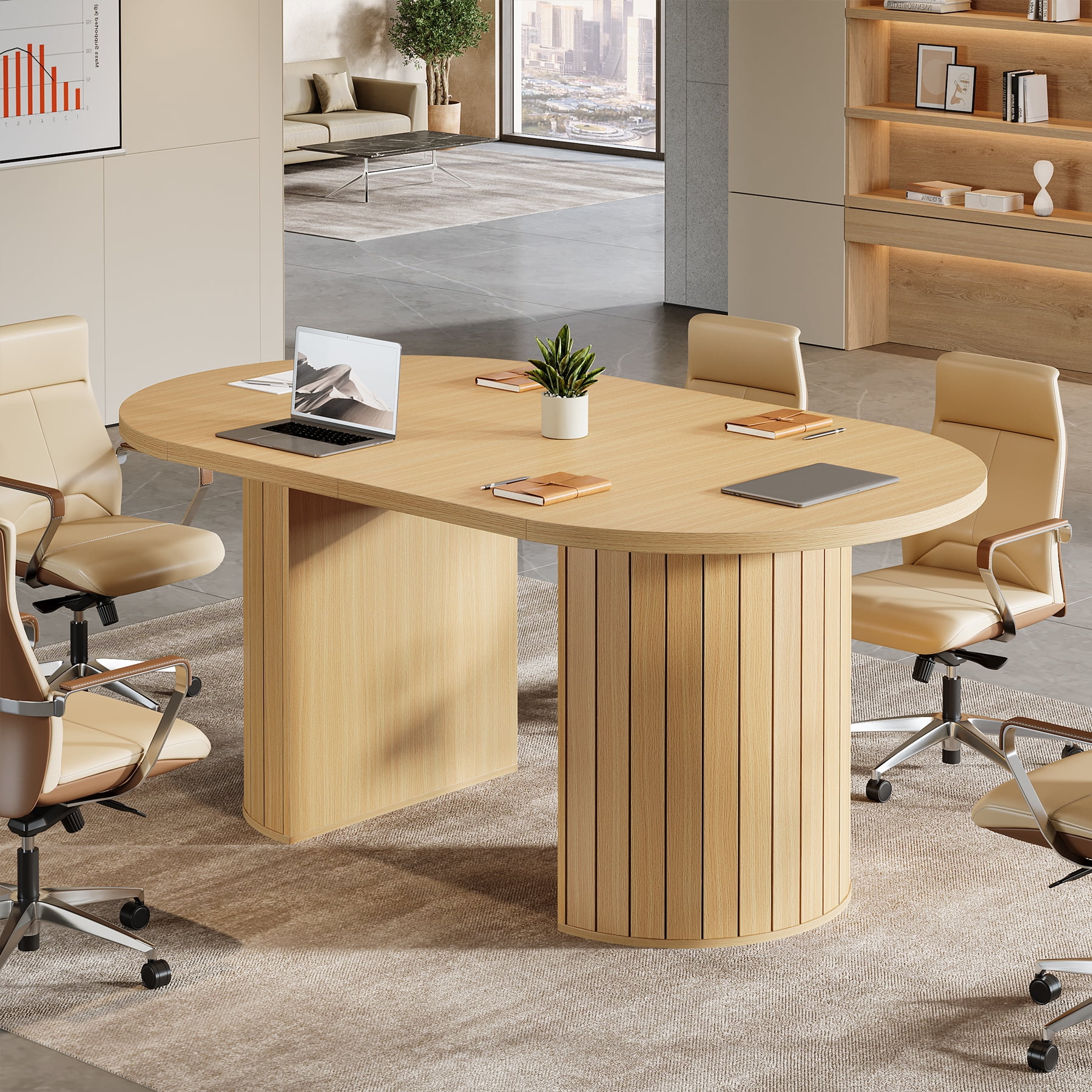 Finmind 5 ft Conference Table for 4-6 People, 62.99-Inch Large Meeting ...
