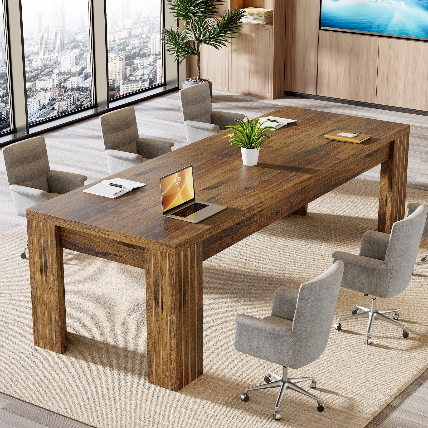 Finmind 6.5 ft Conference Table, 78.74 Inch Long Rectangular Meeting ...