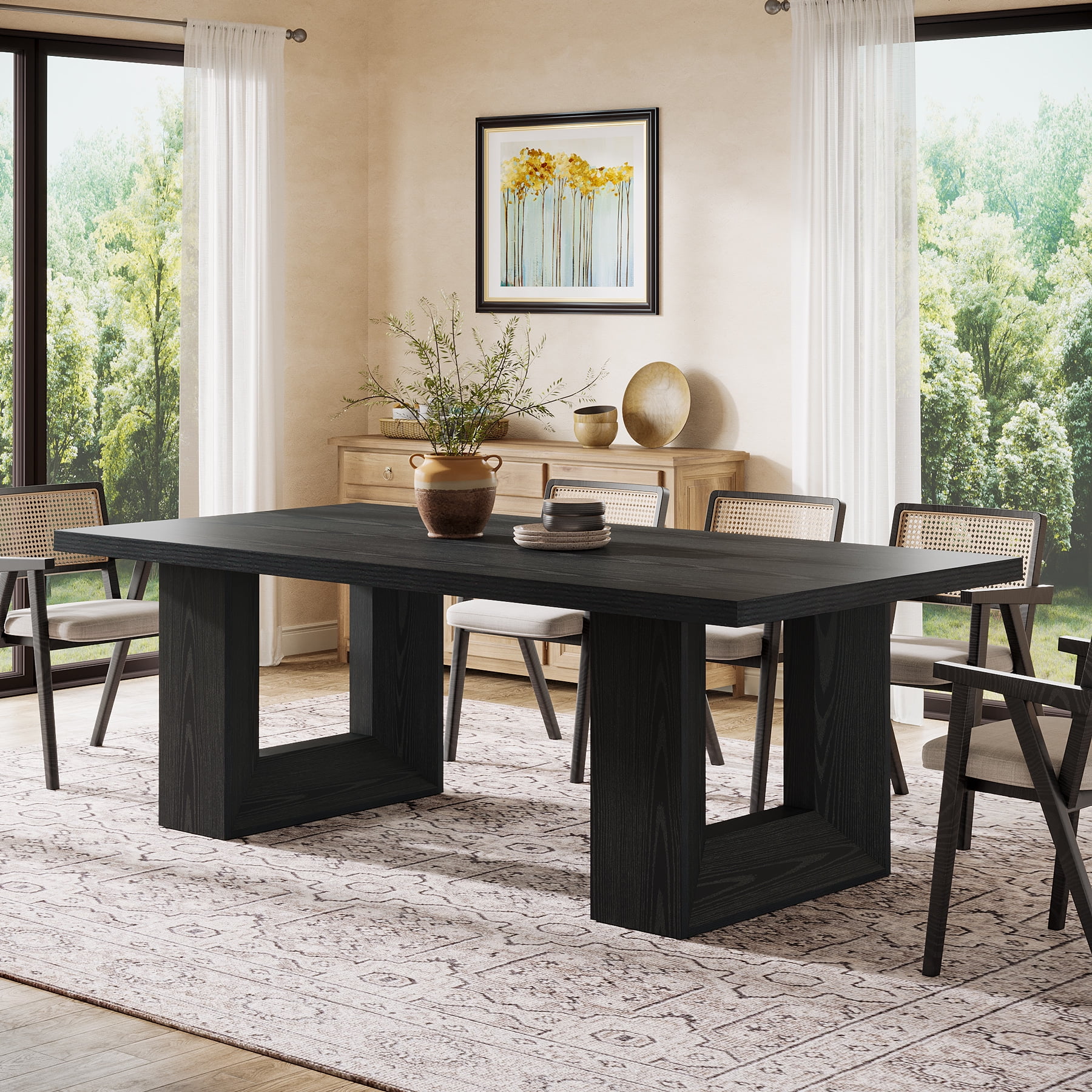 Finmind 63-Inch Dining Table for 6 People, Rectangular Kitchen Table ...