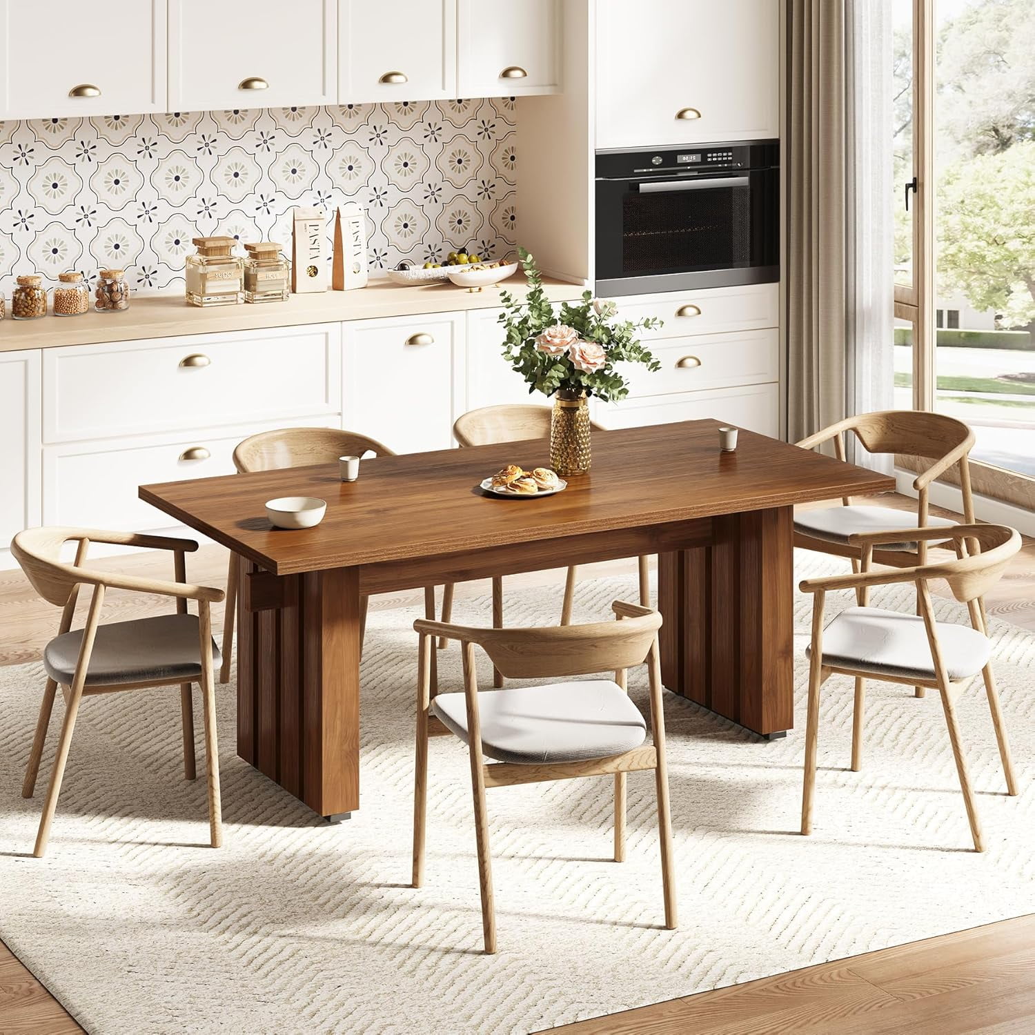 Finmind 63 Inches Long Dining Table for 6, Modern Rectangular Kitchen ...