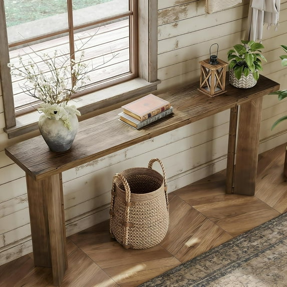 Finmind 70.9" Solid Wood Console Table, Extra Long Farmhouse Sofa Table ...