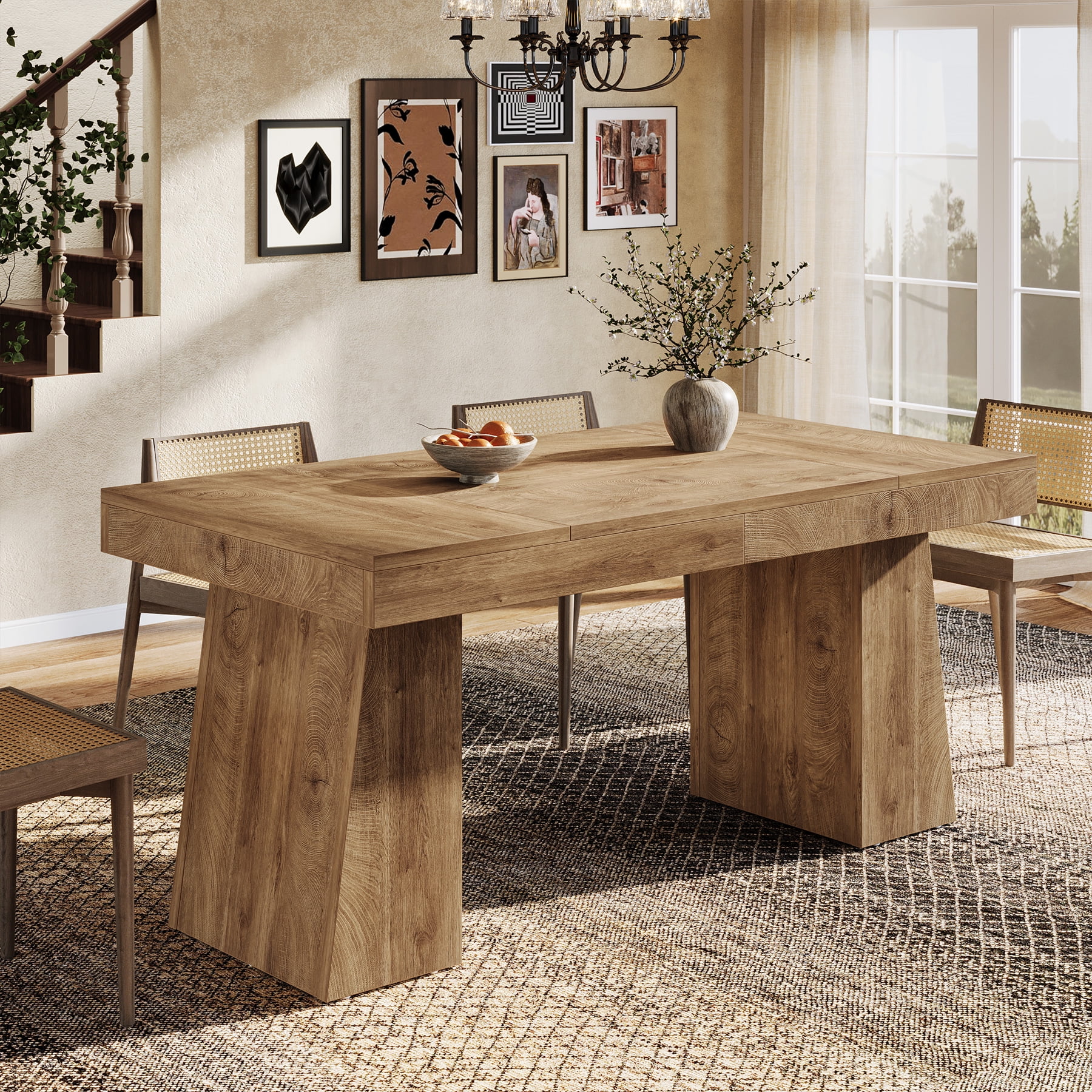 Finmind Rectangular 55" Dining Table for 4 People, Farmhouse Dining ...