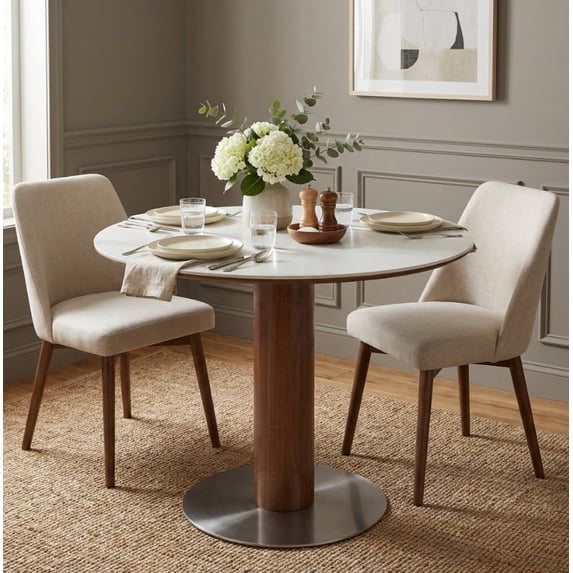 Finmind Round Dining Table for 2-4, 31.5 Inch Modern Circle Kitchen ...