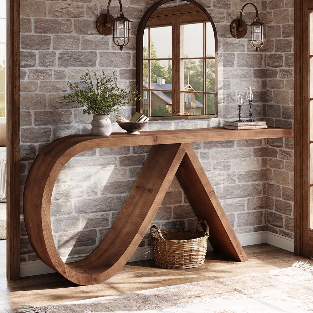 Finmind Solid Wood Console Table, 57-inch Long Farmhouse Entryway Table ...