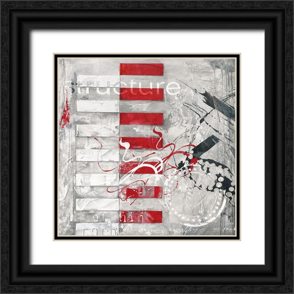 Finn 26x26 Black Ornate Wood Framed with Double Matting Museum Art ...