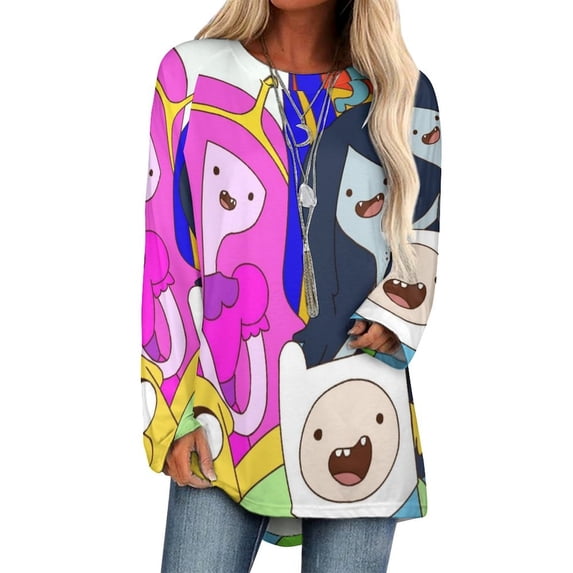 Finn Dog Adventure Time Womens Long Sleeve T-Shirt Loose Fit Tops ...