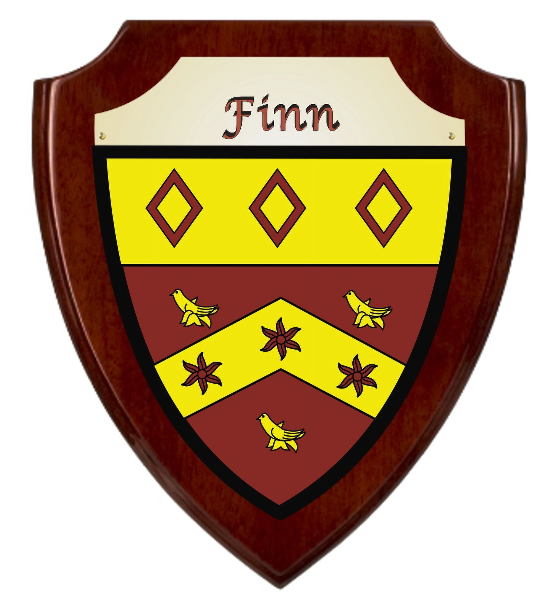 Finn Irish Coat of Arms Shield Plaque - Rosewood Finish - Walmart.com