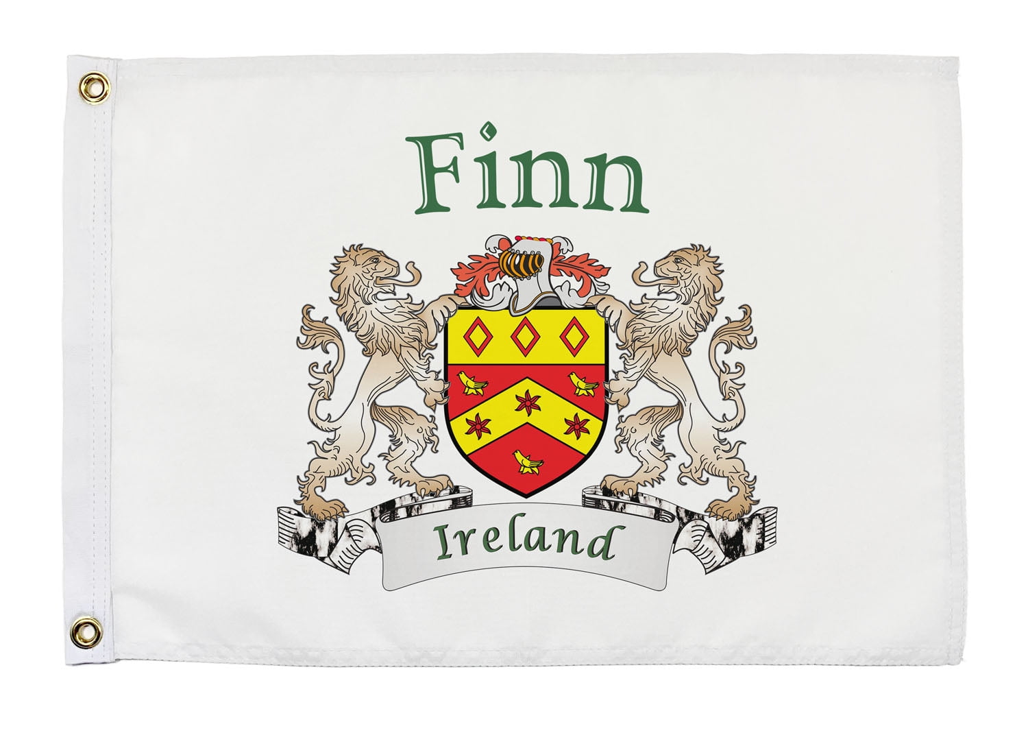 Finn Irish Coat of Arms Small White Flag - 16"x10.5" inches - Walmart.com