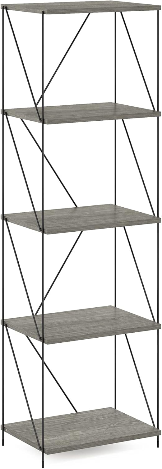 Finn Oak 5-Tier Industrial Multipurpose Shelf Display Rack with Metal ...
