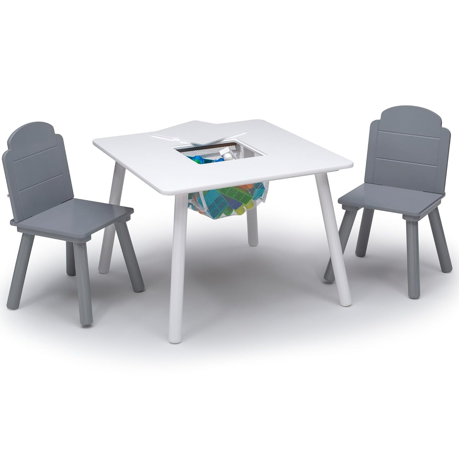 Finn Table and Chair Set with Storage, White/Grey - Walmart.com