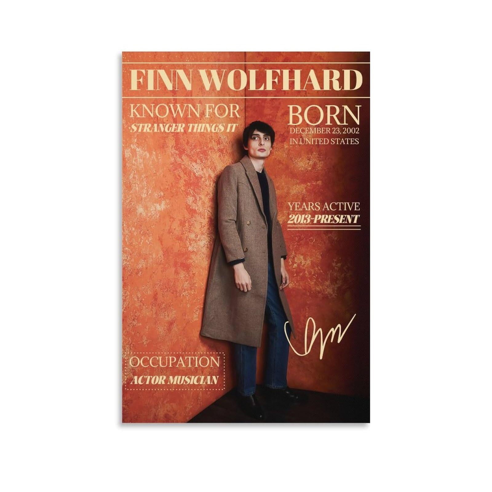 Finn Wolfhard Signed Print Poster Prints Canvas Wall Art for Trendy ...