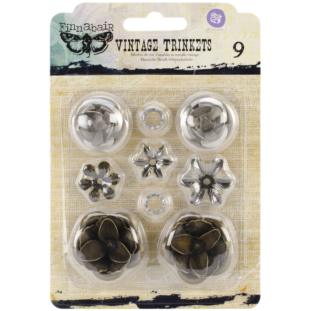 Finnabair Vintage Mechanicals Metal Trinkets-Roses .5" To 1", 9/Pkg ...