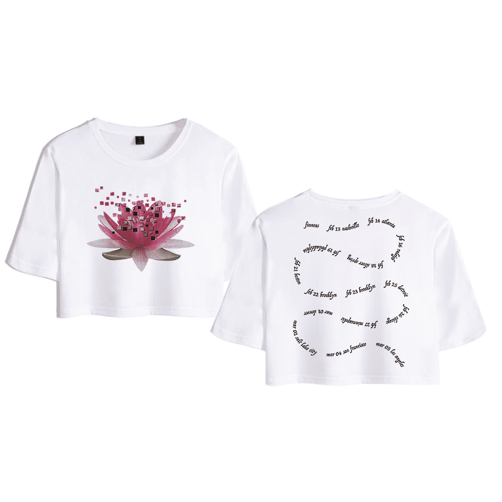 Finneas Merch For Cryin' Out Loud Tour Lotus Crop Top Midriff-Baring ...