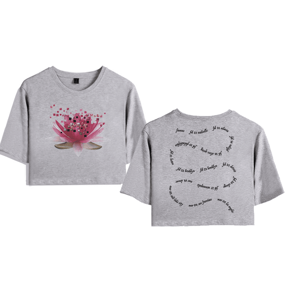 Finneas Merch For Cryin' Out Loud Tour Lotus Crop Top Midriff-Baring ...