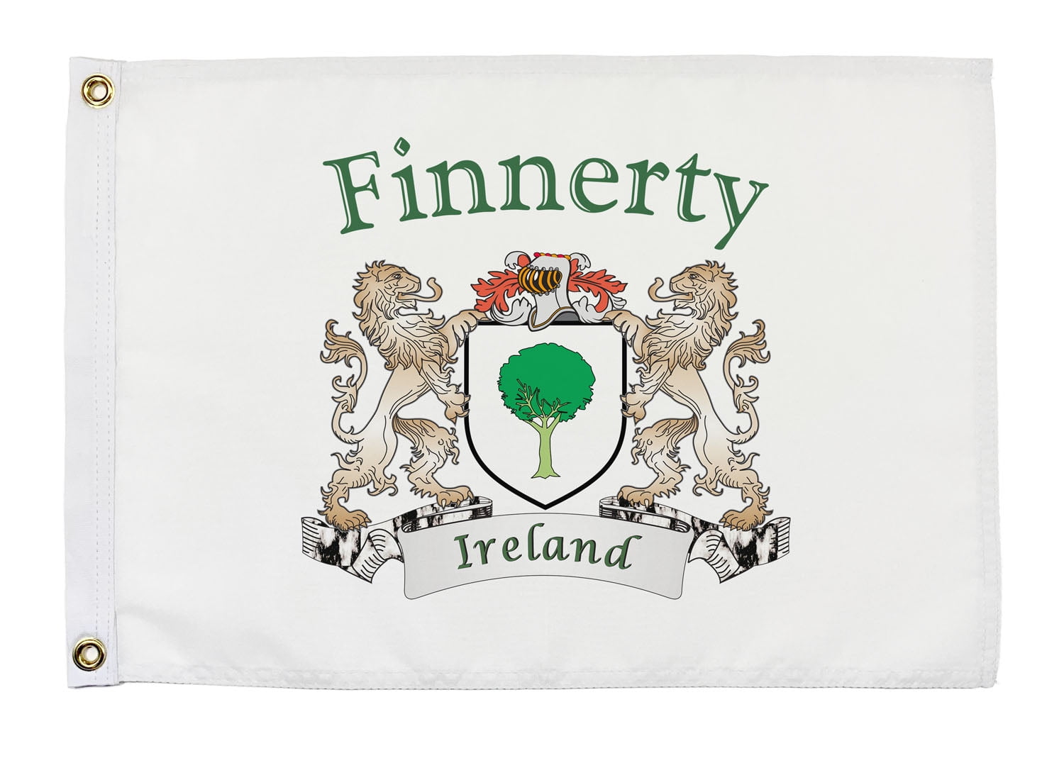 Finnerty Irish Coat of Arms Small White Flag - 16"x10.5" inches ...