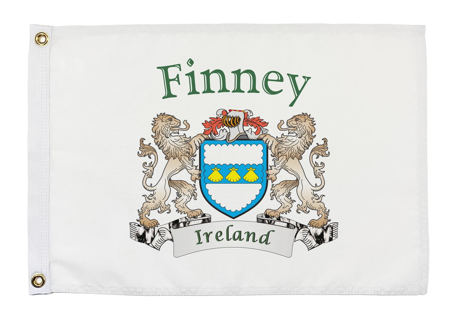 Finney Irish Coat of Arms Small White Flag - 16"x10.5" inches - Walmart.com