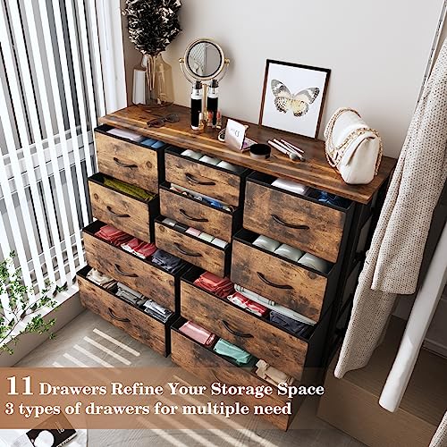 Finnhomy 11 Drawers Dresser for Bedroom, Wide Dressers & Chests of ...
