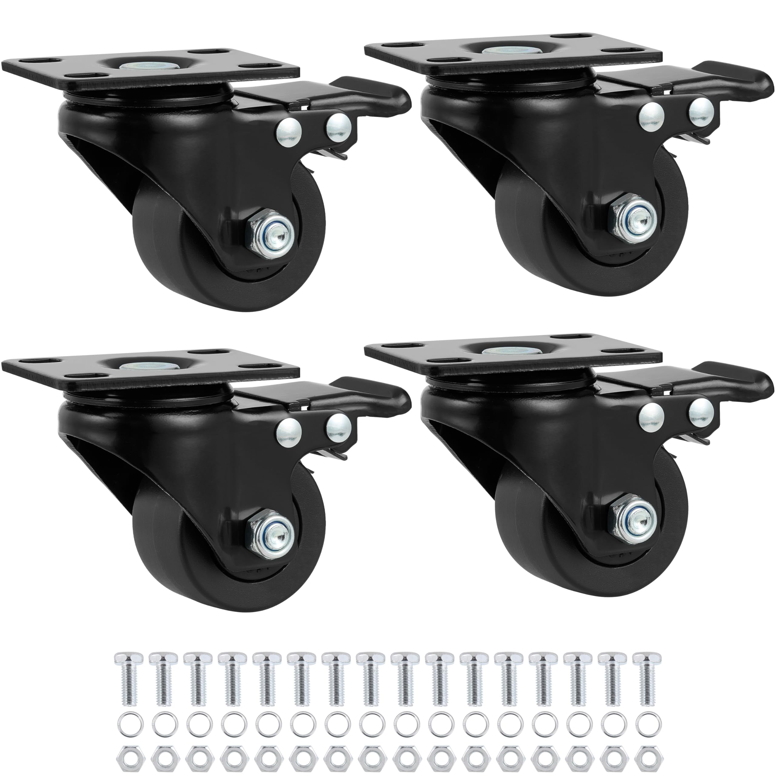 Finnhomy 2 Inch Caster Wheels Set of 4 Duty Low Profile Plate Swivel ...