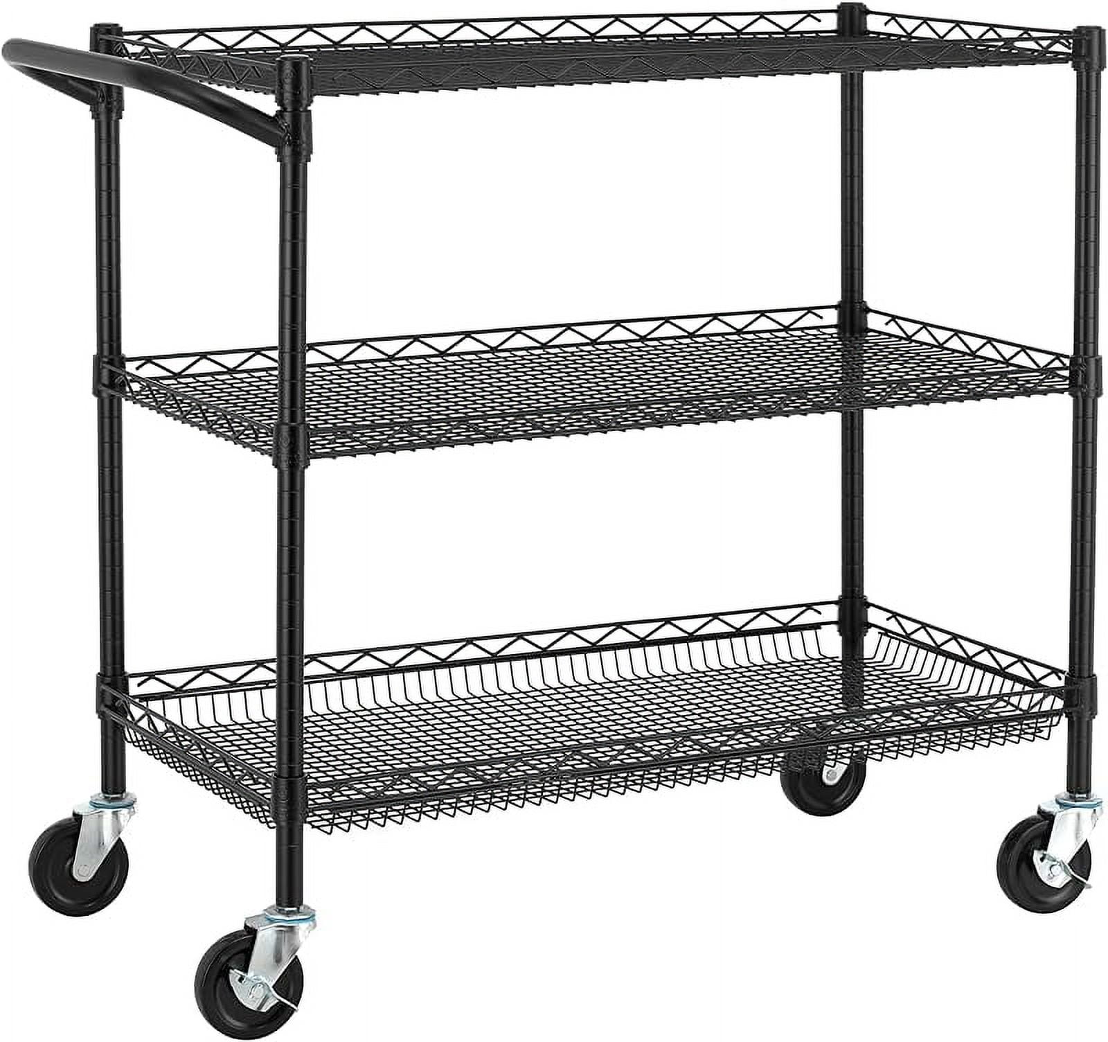 Finnhomy 3 Tier Heavy Duty Commercial Grade Utility Cart, Wire Rolling ...
