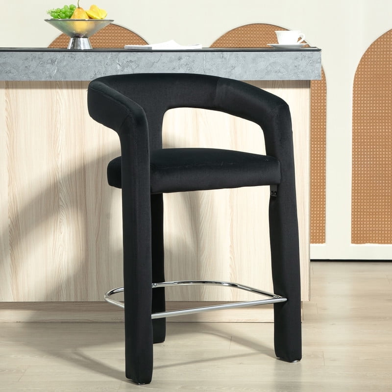 Finnhomy Counter Height Bar Stools Set of 1 - Velvet Upholstered Bar ...