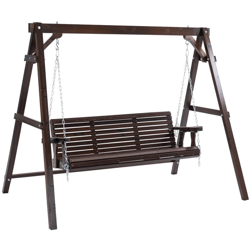 Finnhomy Heavy Duty 880 LBS Wooden Porch Swing Frame with Hanging ...