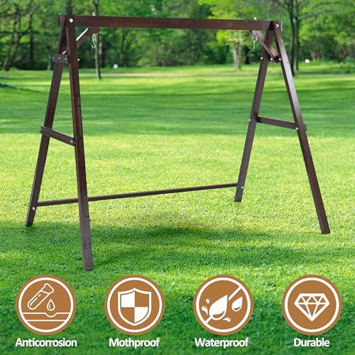 Finnhomy Outdoor 880 LBS Porch Swing Frame, Stable A-Frame Wooden Swing ...