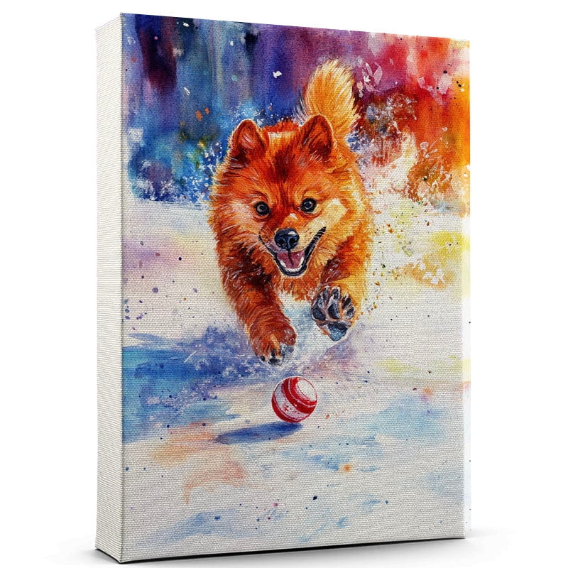 Finnish Spitz Dog Canvas Ice Hockey Stretched Canvas Size 8x12 – Funny ...