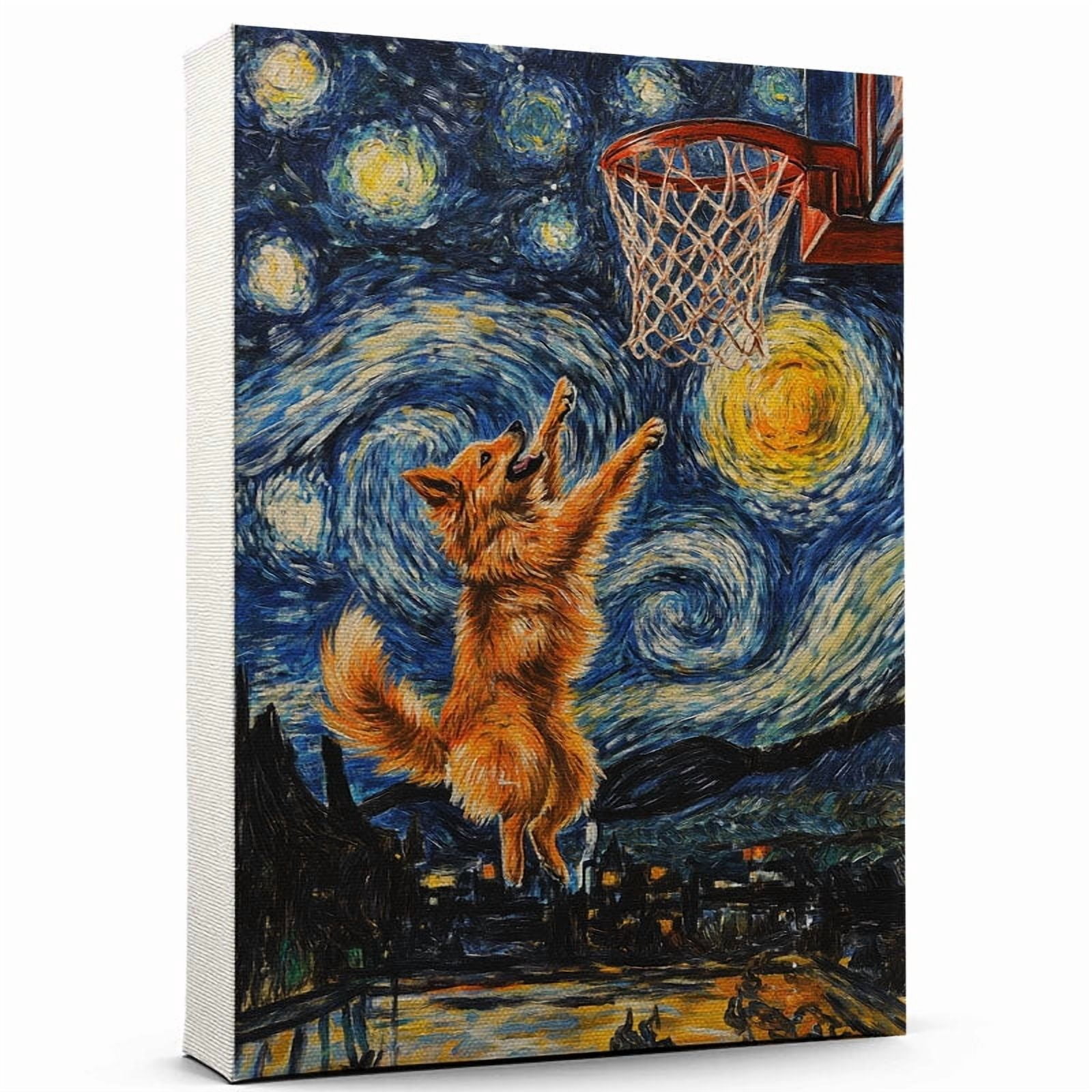 Finnish Spitz Dog Stretched Canvas Size 8x12 Basketball Canvas – Funny ...