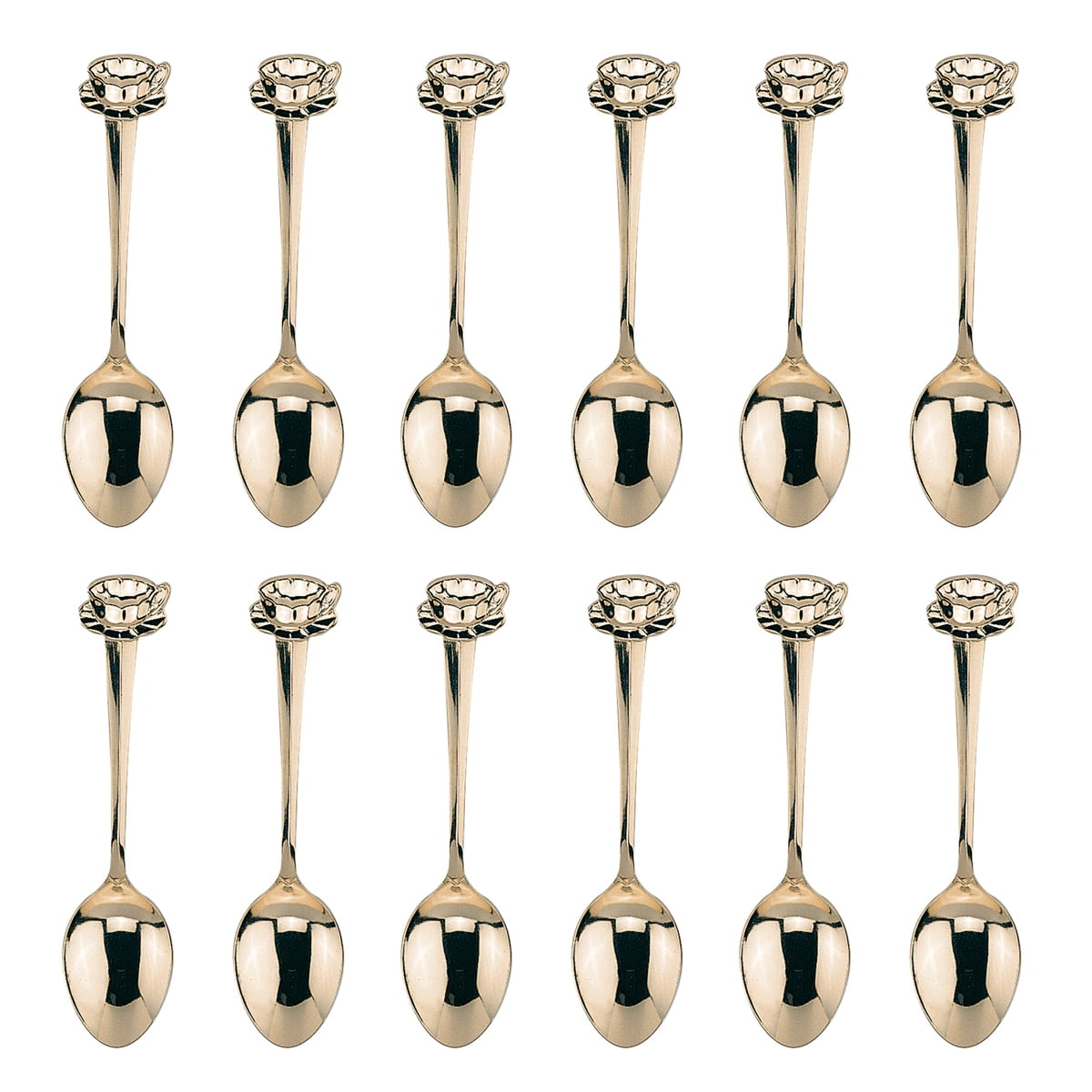 Fino Demi Spoon Set, Cup and Saucer Design, Gold Plated Stainless Steel ...