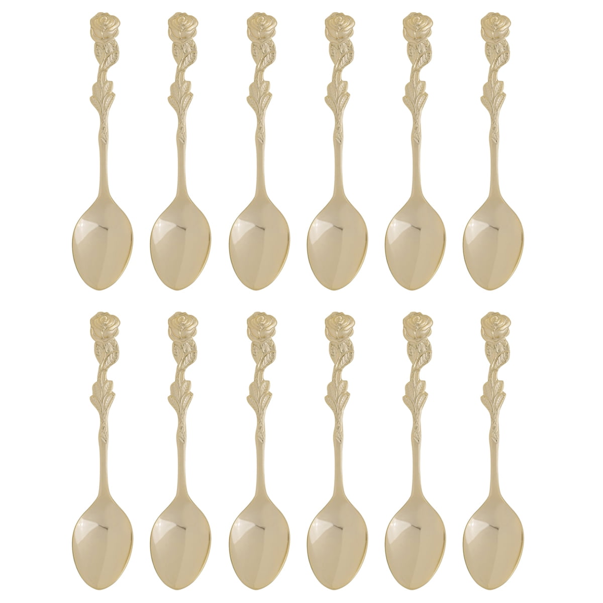 Fino Demi Spoon Set, Rose Design, Gold Plated Stainless Steel, Set of ...