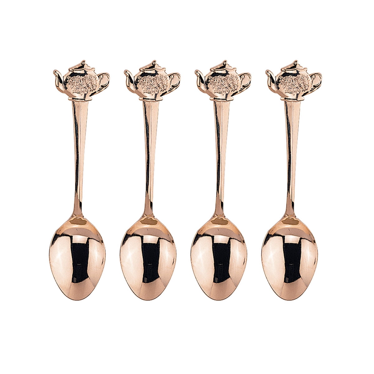 Fino Demi Spoon Set, Teapot Design, Gold Plated Stainless Steel, Set of ...
