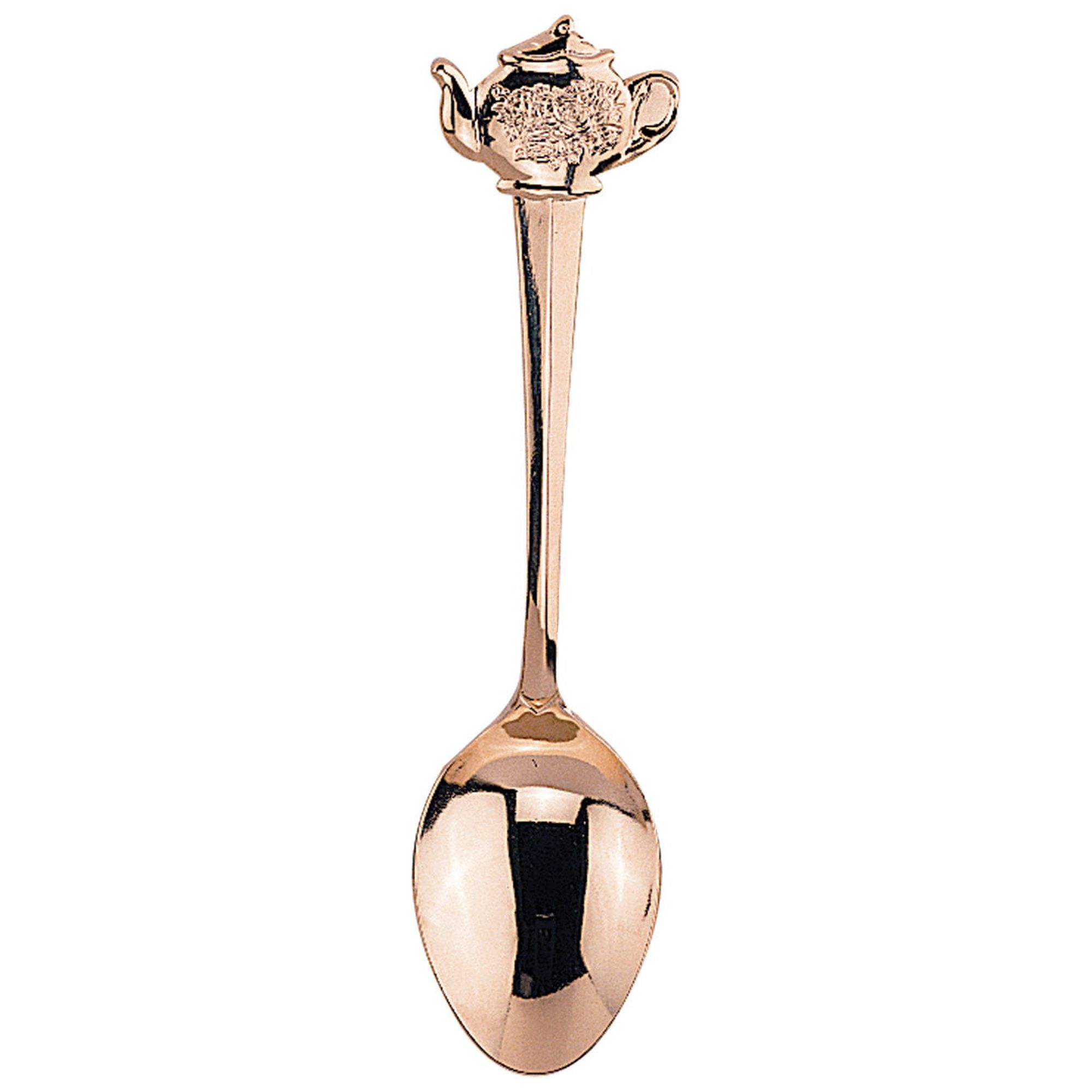 Fino Demi Spoon Set, Teapot Design, Gold Plated Stainless Steel, Set of ...
