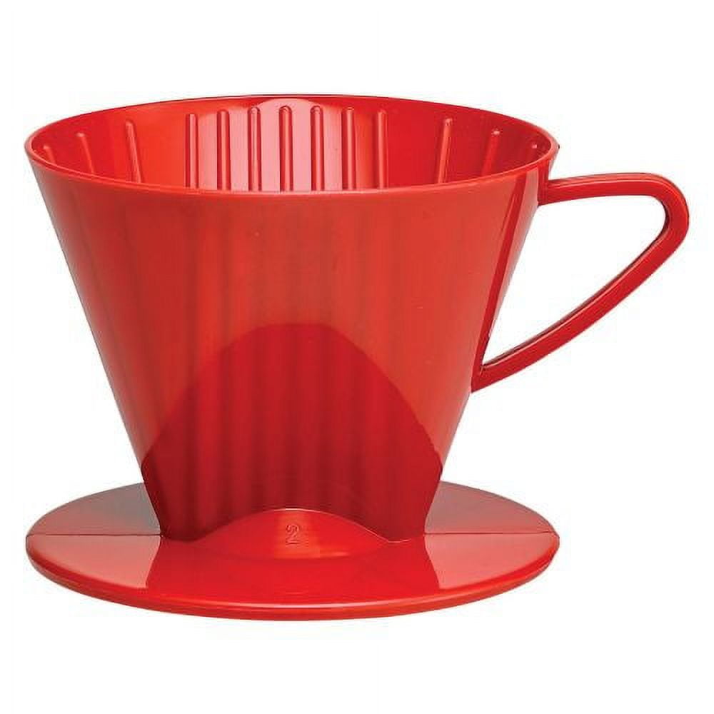 Fino Drip Pour-Over Coffee Brewing Filter Cone, #2 Red, 2 to 6-Cups ...