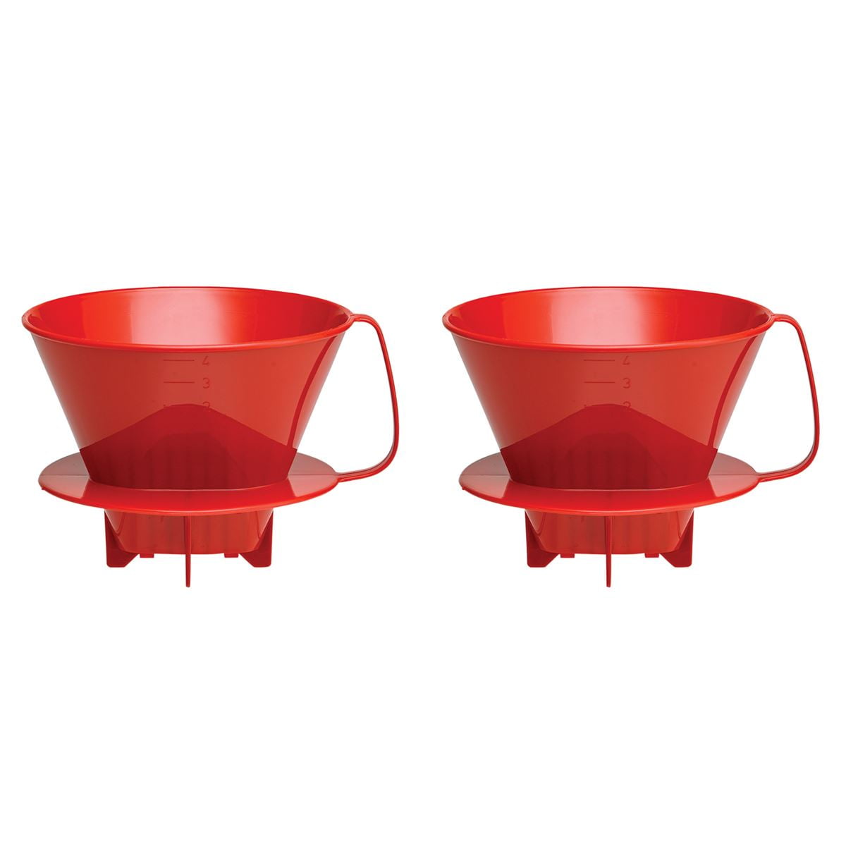 Fino Pour-Over Coffee Brewing Filter Cone, Number 4-Size, Red, Brews 8 ...