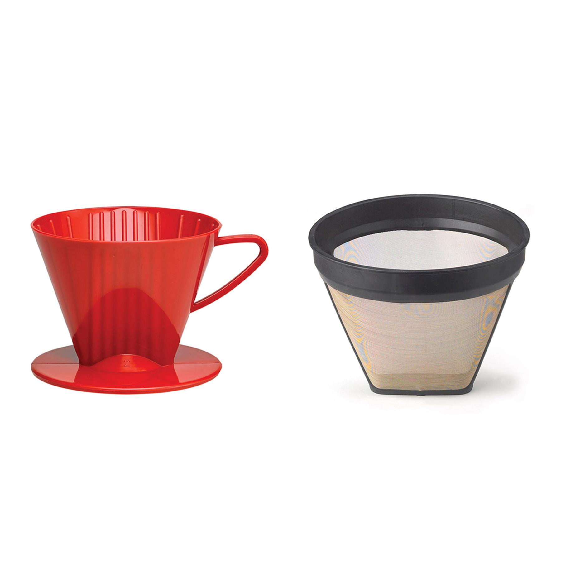 Fino Pour-Over Reusable Coffee Brewing Cone with Gold-Toned Mesh ...