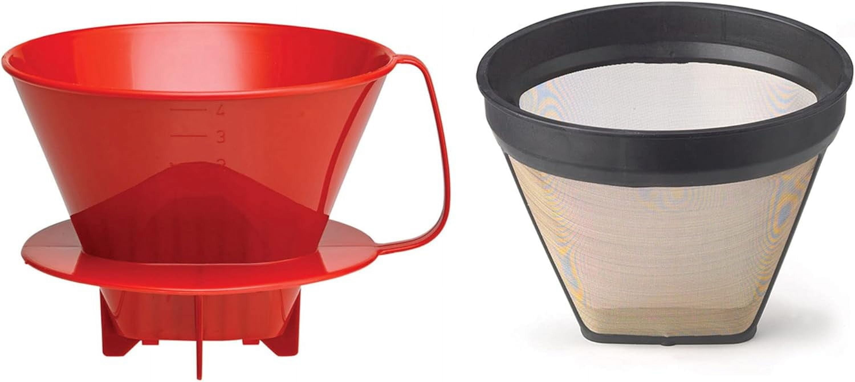 Fino Pour-Over Reusable Coffee Brewing Cone with Gold-Toned Mesh ...