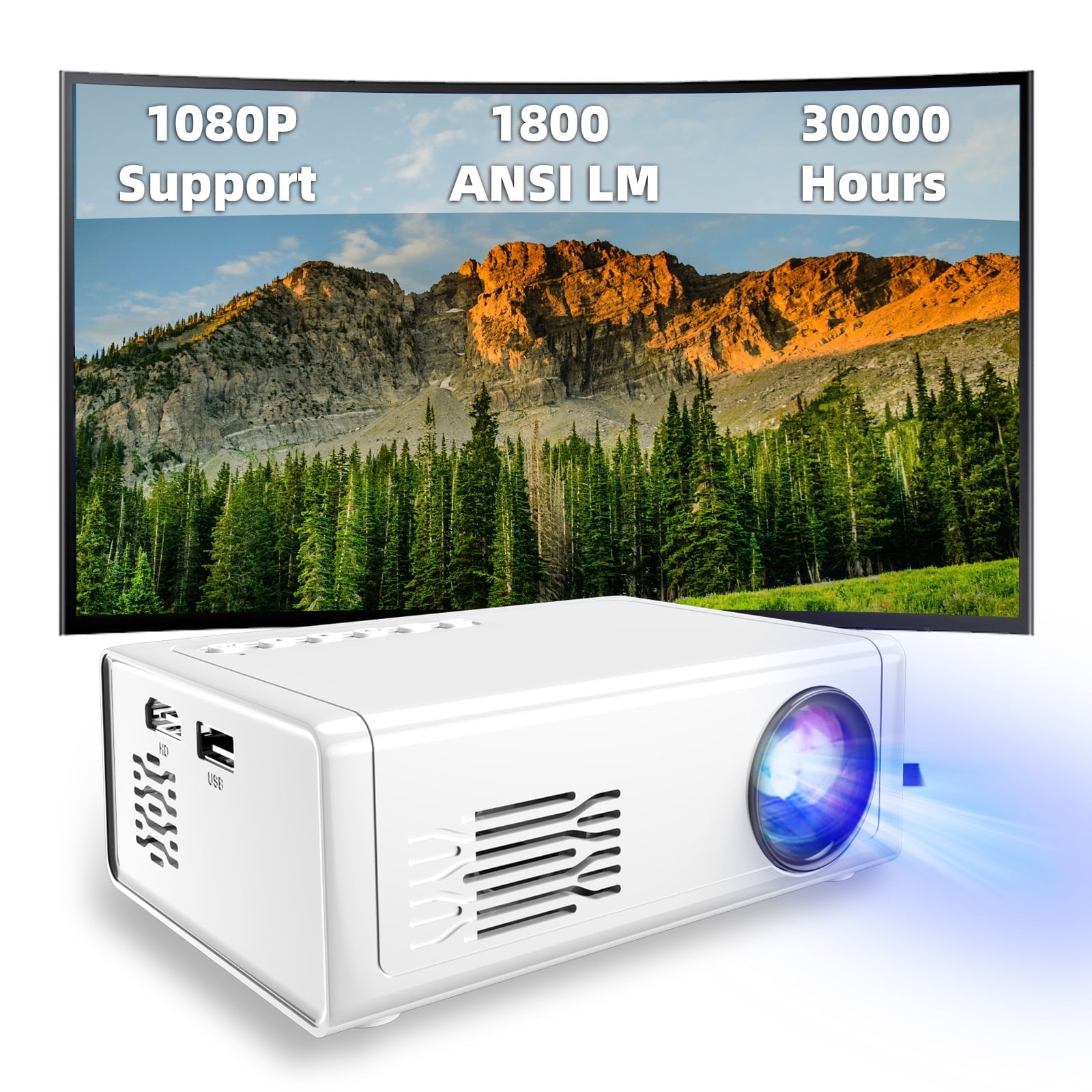 Finopo Mini Projector, Portable Movie Projector, 1920*1080p HD Smart ...