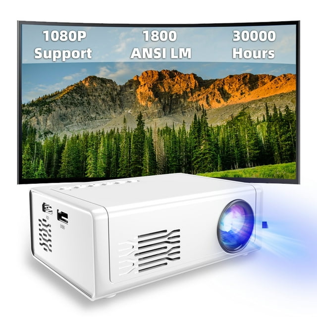 Finopo Mini Projector, Portable Movie Projector, 1920*1080p HD Smart ...