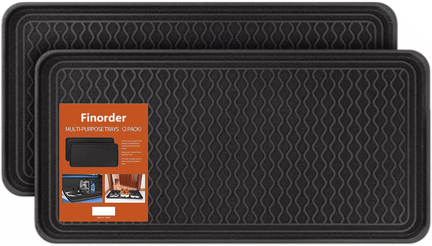 Finorder Multi-Purpose Boot Trays,Set of 2 Black Heavy Duty Shoe Trays ...