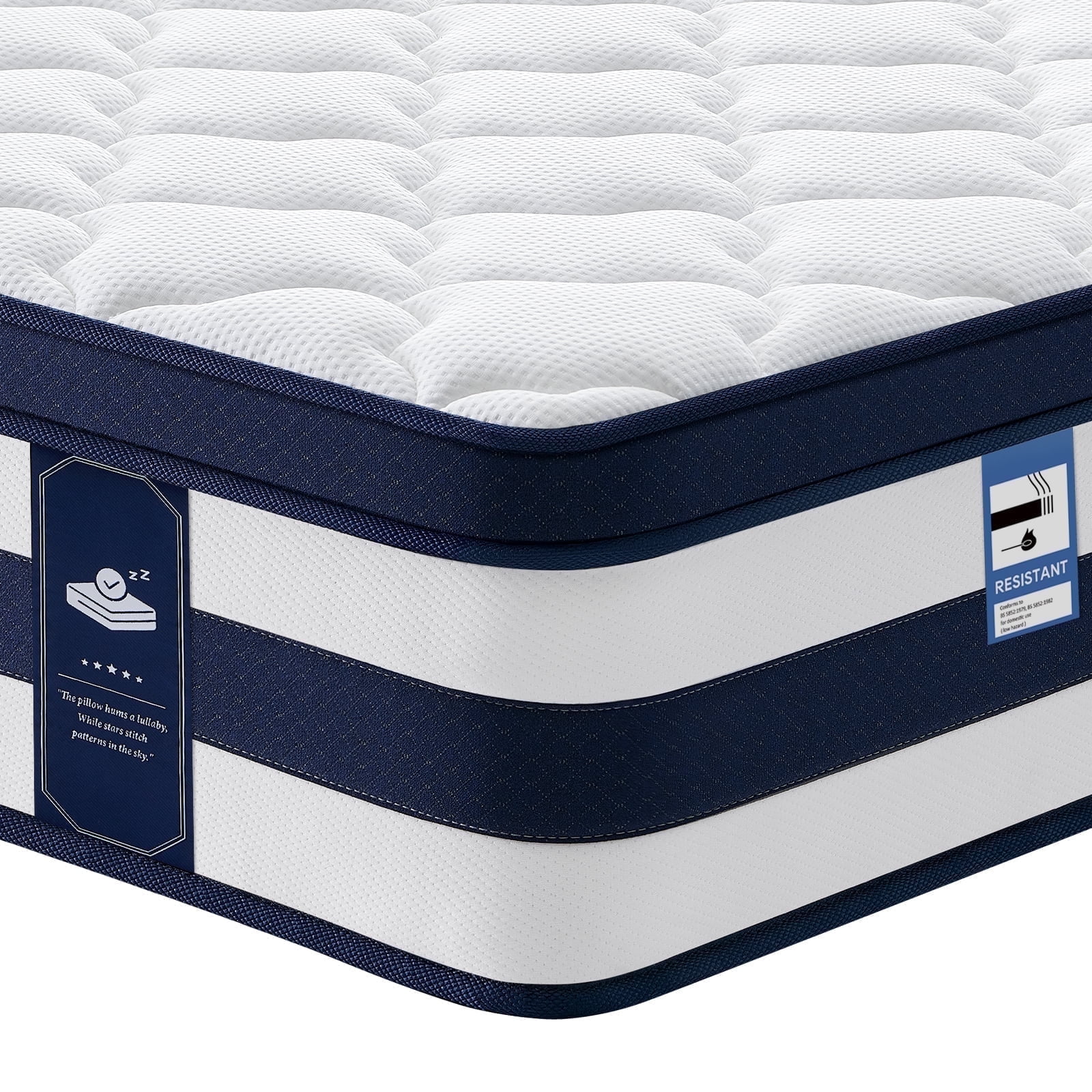 Finslpt King Size Mattress 14 Inch, Gel Memory Foam Sprung Hybrid ...