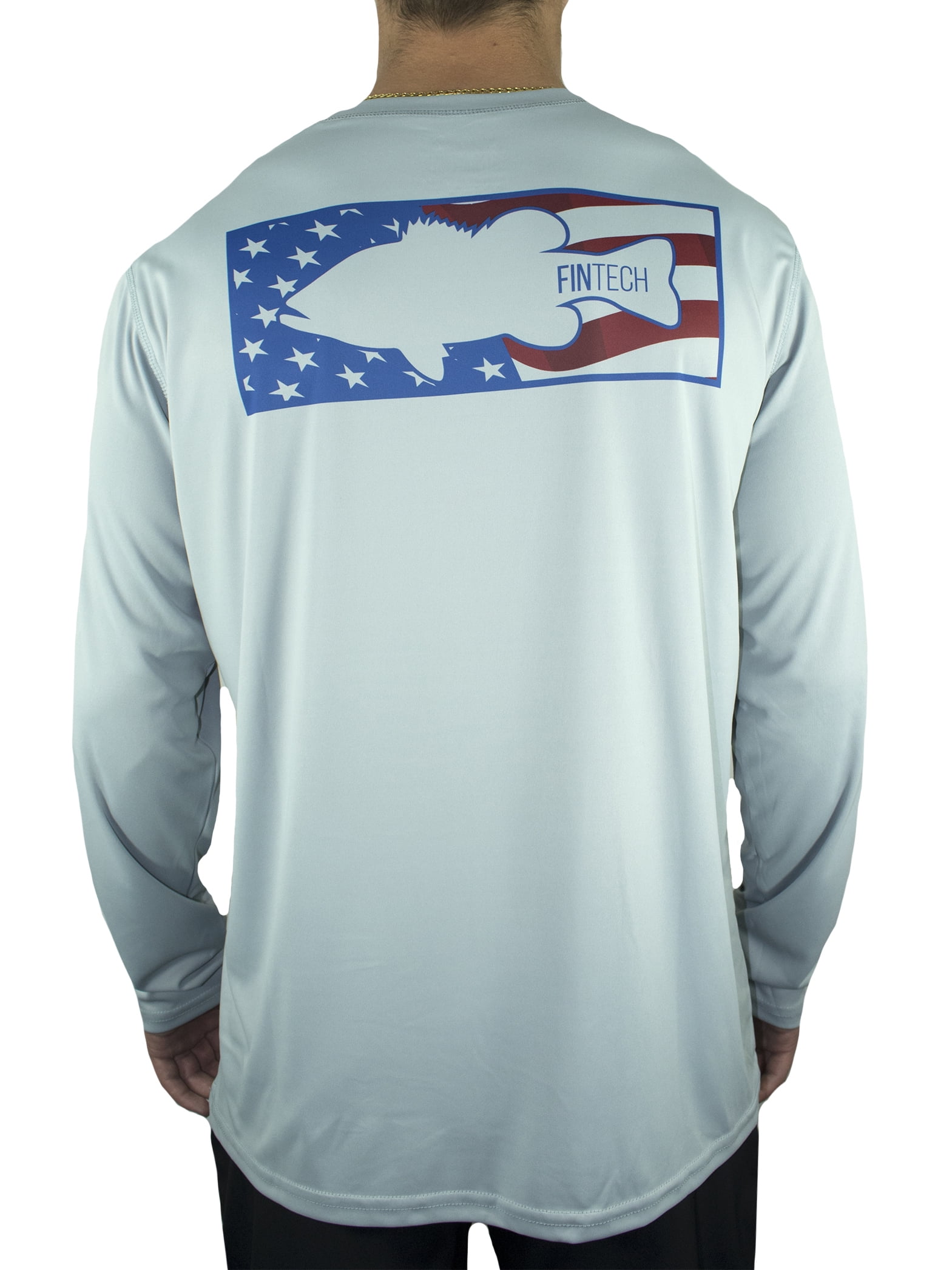Fintech LS UV Fishing Shirt for Men- "Americana Fish Cutout" - Walmart.com
