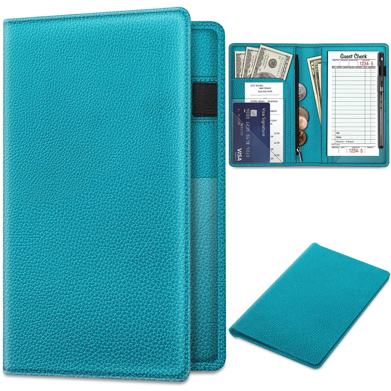 Fintie PU Leather Server Book, Checkbook Case & Wallet with Zipper ...